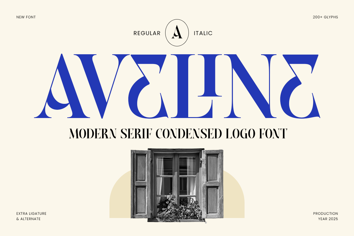Aveline - Modern Serif Condensed Logo Font – Sensatype Studio