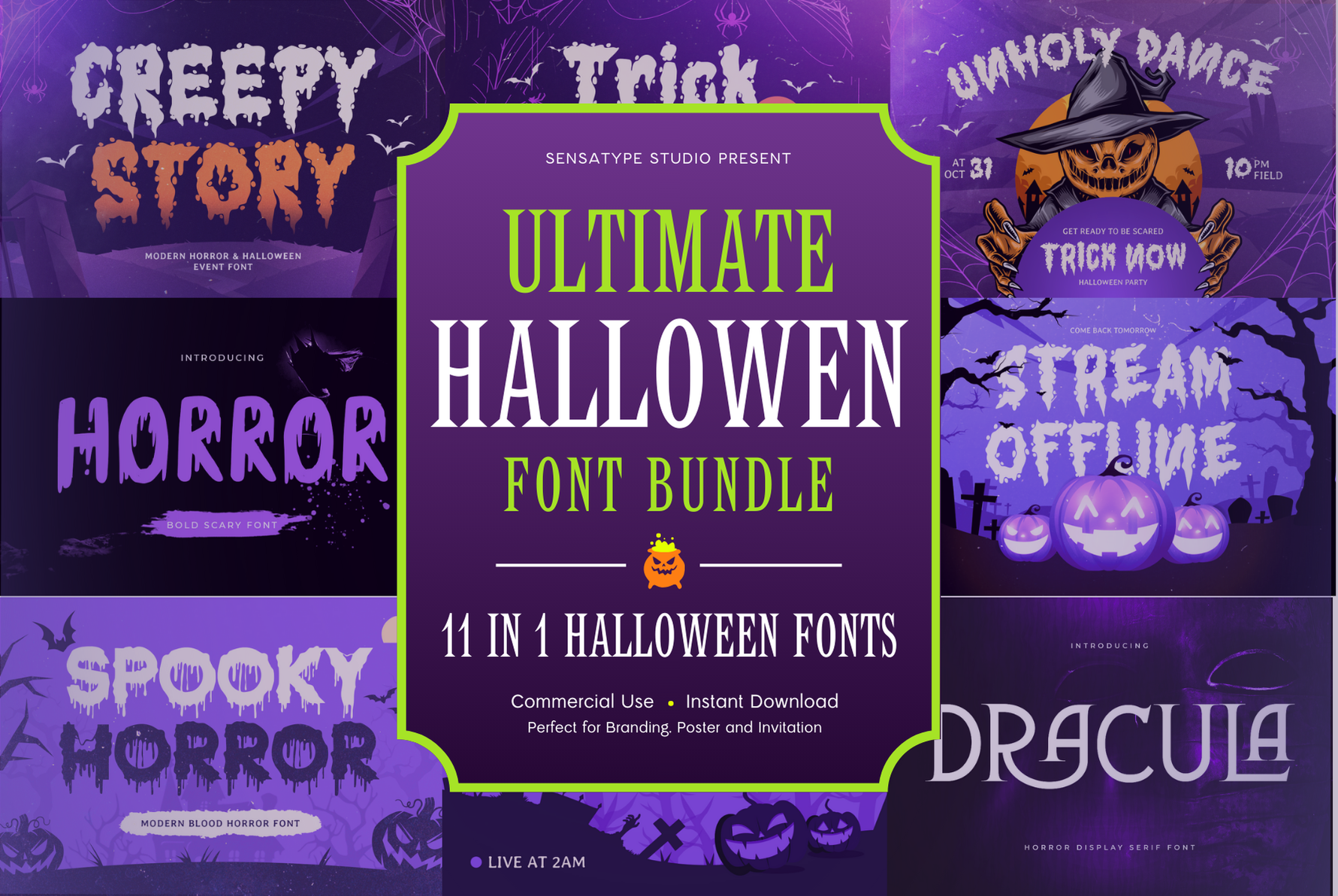 11 in 1 Ultimate Halloween Font Bundle - undefined – Sensatype Studio