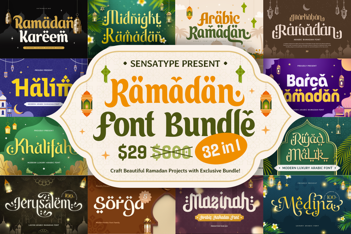 32 in 1 Arabic Ramadan Font Bundle - undefined – Sensatype Studio